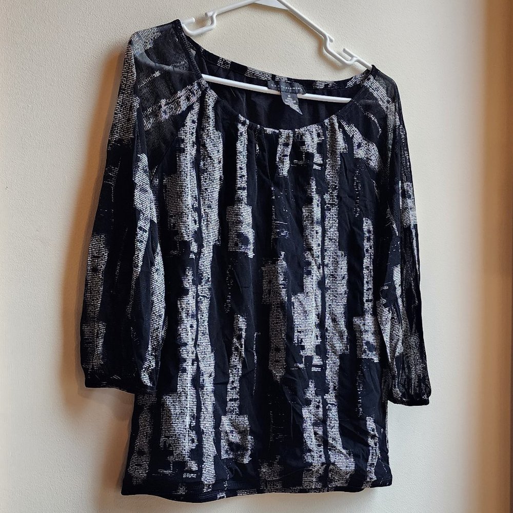 Grace Elements Black/Cream Blouse Size Medium - Gem